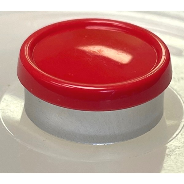 Red 20mm Glossy Flip Cap Vial Seals - USA manufactured!