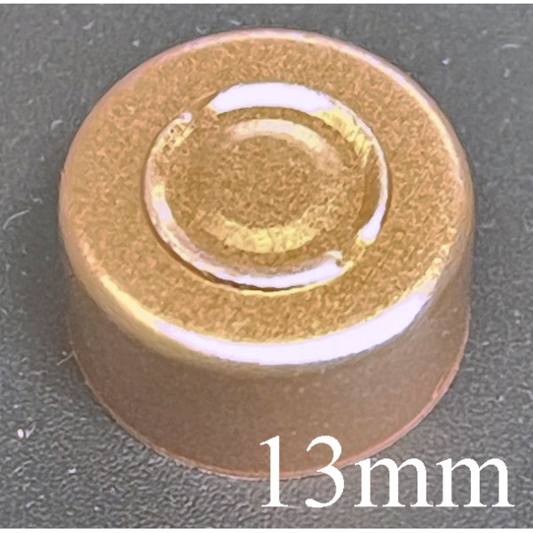 Copper colored aluminum 13mm center tear serum vial seals